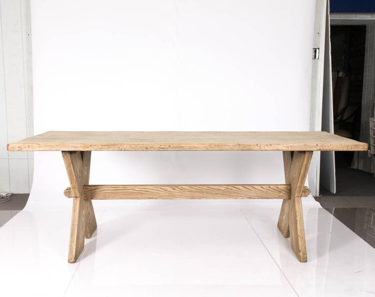 Scrub Oak Trestle Dining Table at 1stDibs