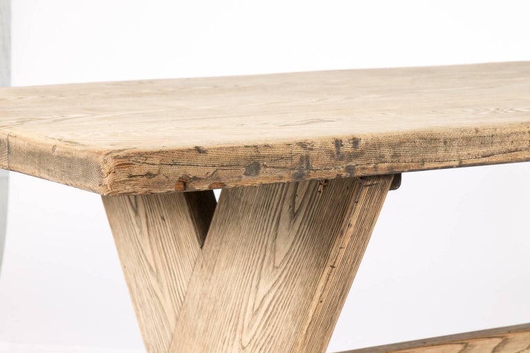 Scrub Oak Trestle Dining Table at 1stDibs