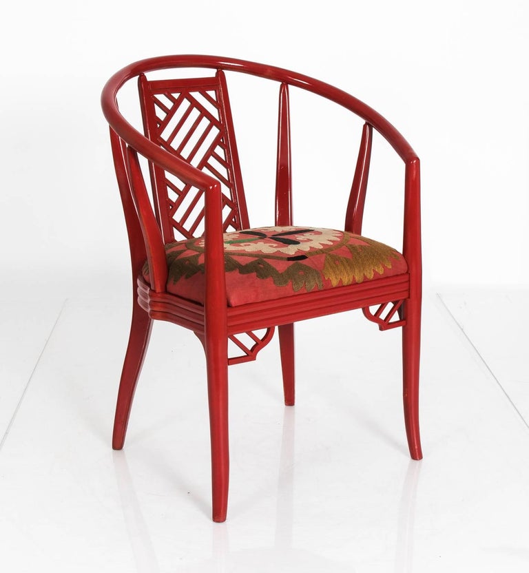 Red Chinoiserie Chair For Sale at 1stDibs