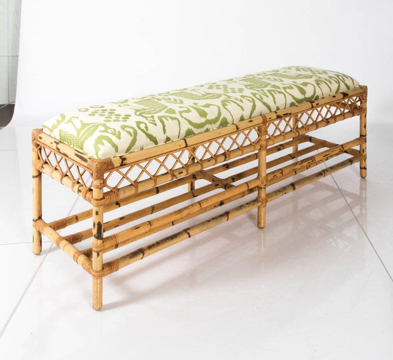 Midcentury Long Bamboo Bench at 1stDibs