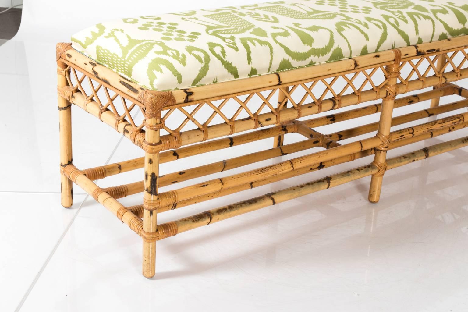 Midcentury Long Bamboo Bench at 1stDibs
