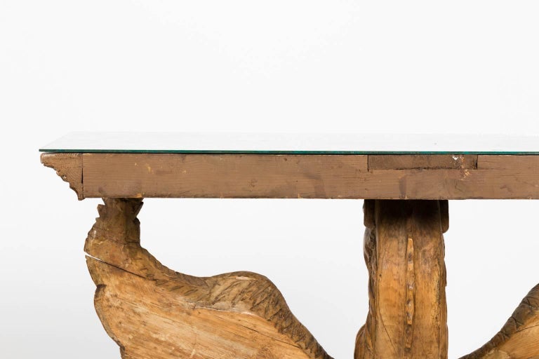 Carved Pinewood Phoenix Console at 1stDibs