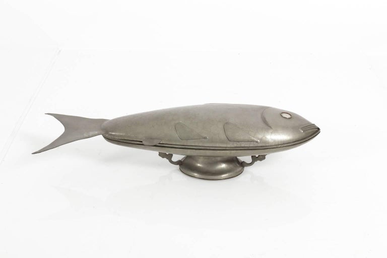 Chinese Pewter Fish Serving Dish at 1stDibs