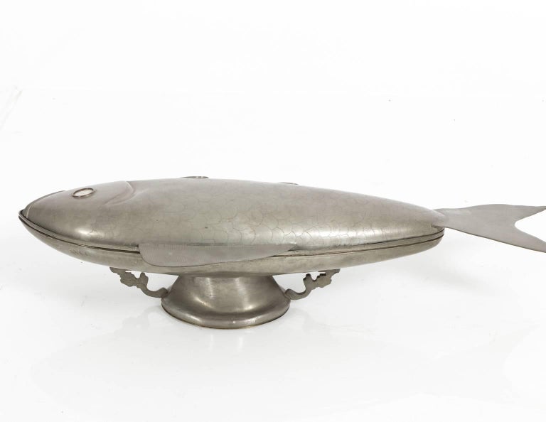Chinese Pewter Fish Serving Dish at 1stDibs