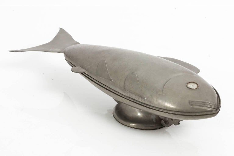 Chinese Pewter Fish Serving Dish at 1stDibs