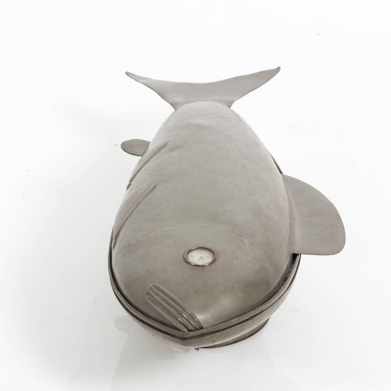 Chinese Pewter Fish Serving Dish at 1stDibs