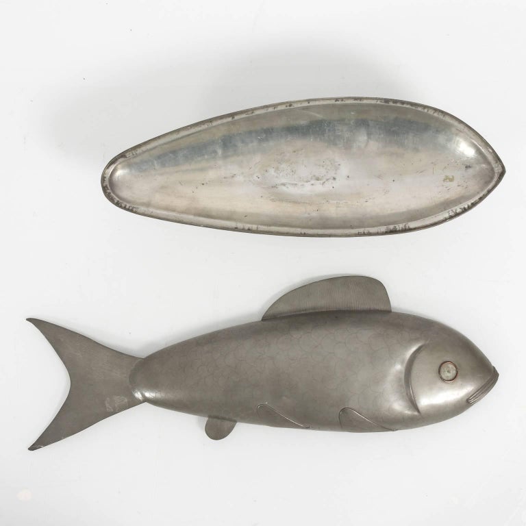 Chinese Pewter Fish Serving Dish at 1stDibs
