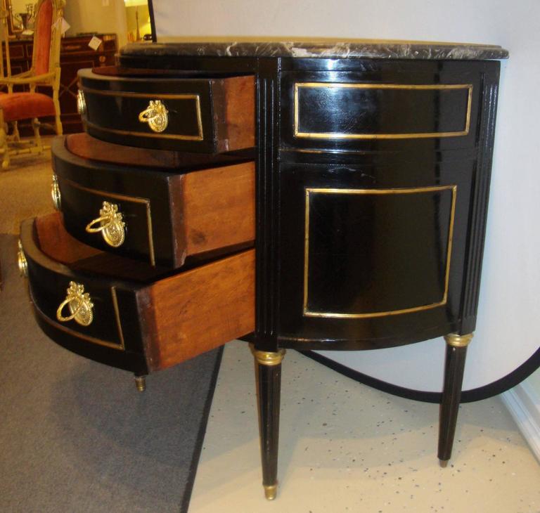 Ebonized Demilune Commode Nightstand Louis XVI Style at 1stDibs
