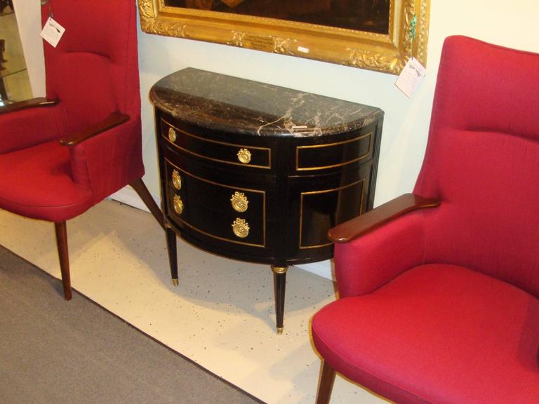 Ebonized Demilune Commode Nightstand Louis XVI Style at 1stDibs