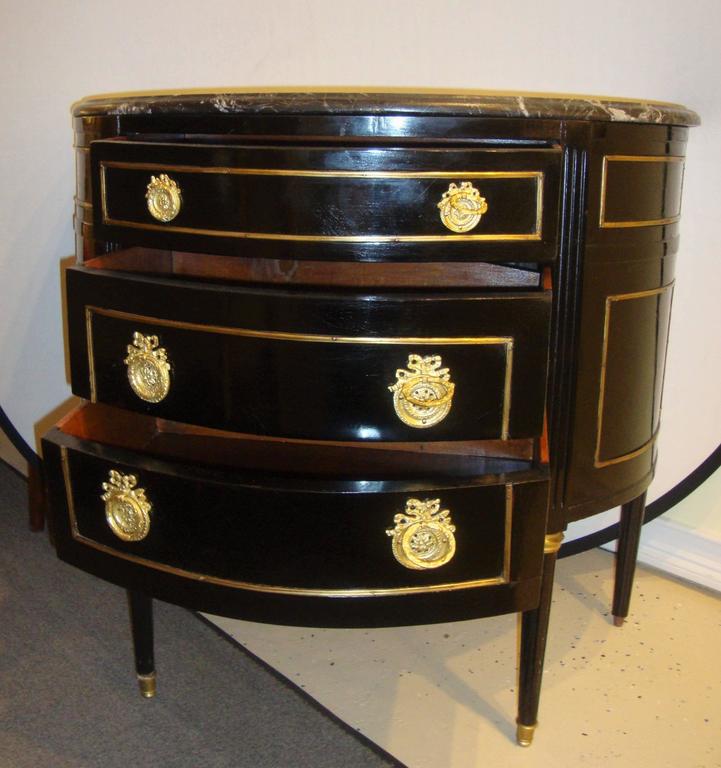 Ebonized Demilune Commode Nightstand Louis XVI Style at 1stDibs