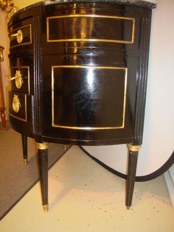 Ebonized Demilune Commode Nightstand Louis XVI Style at 1stDibs