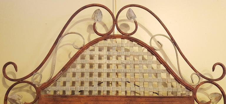 Rustic Metal Wall Mirror With Decorative Scroll Design For Sale at 1stDibs