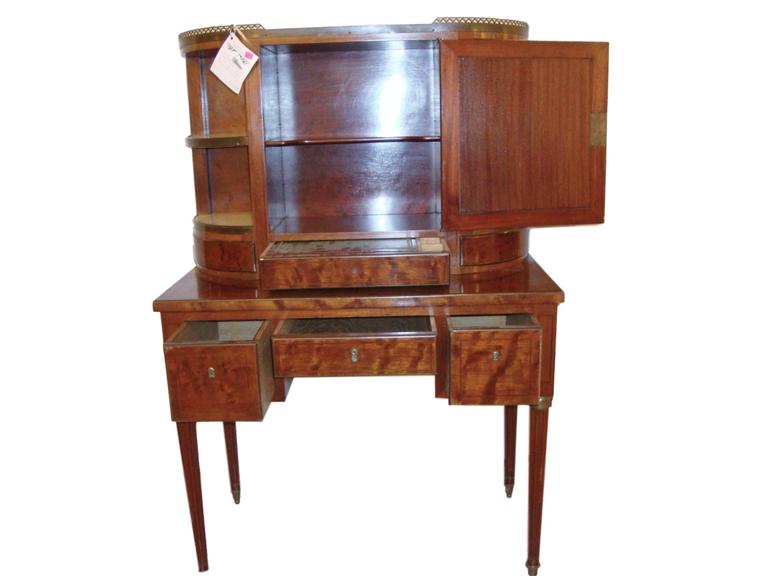 Louis XVI Style Desk with Vitrine Top For Sale at 1stDibs