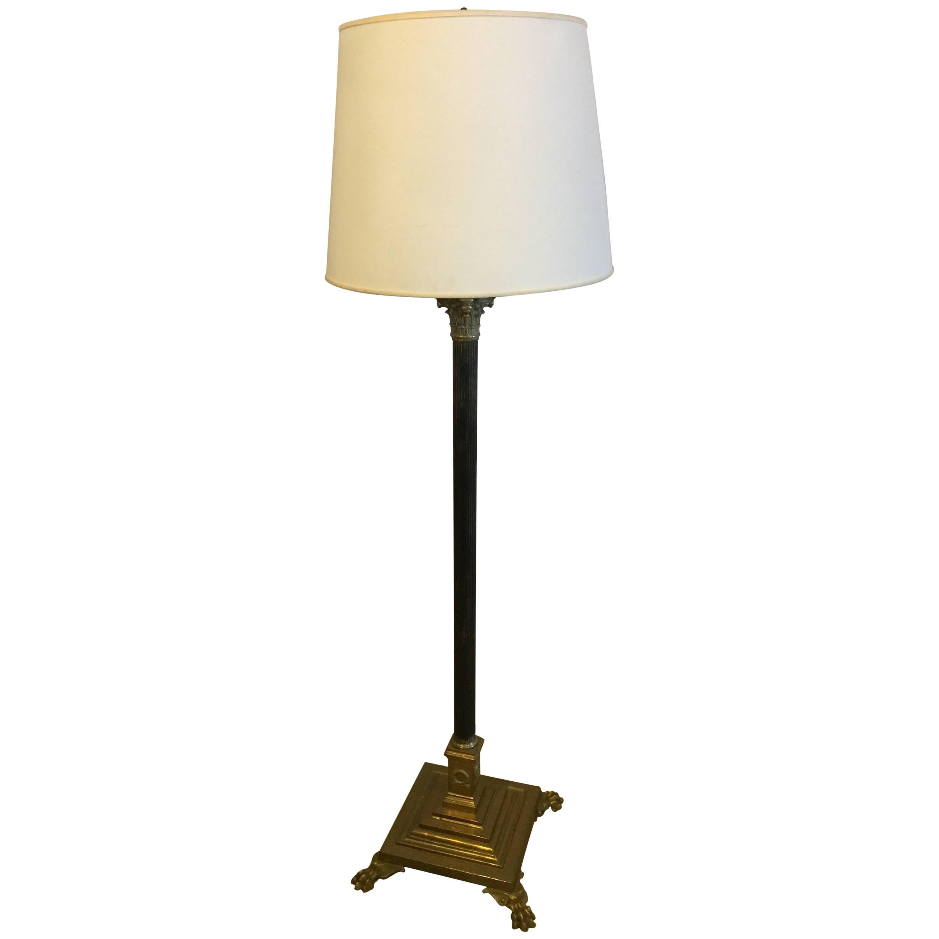 Antique 19th Century Empire Bronze Column Form Tall Lamp at 1stDibs