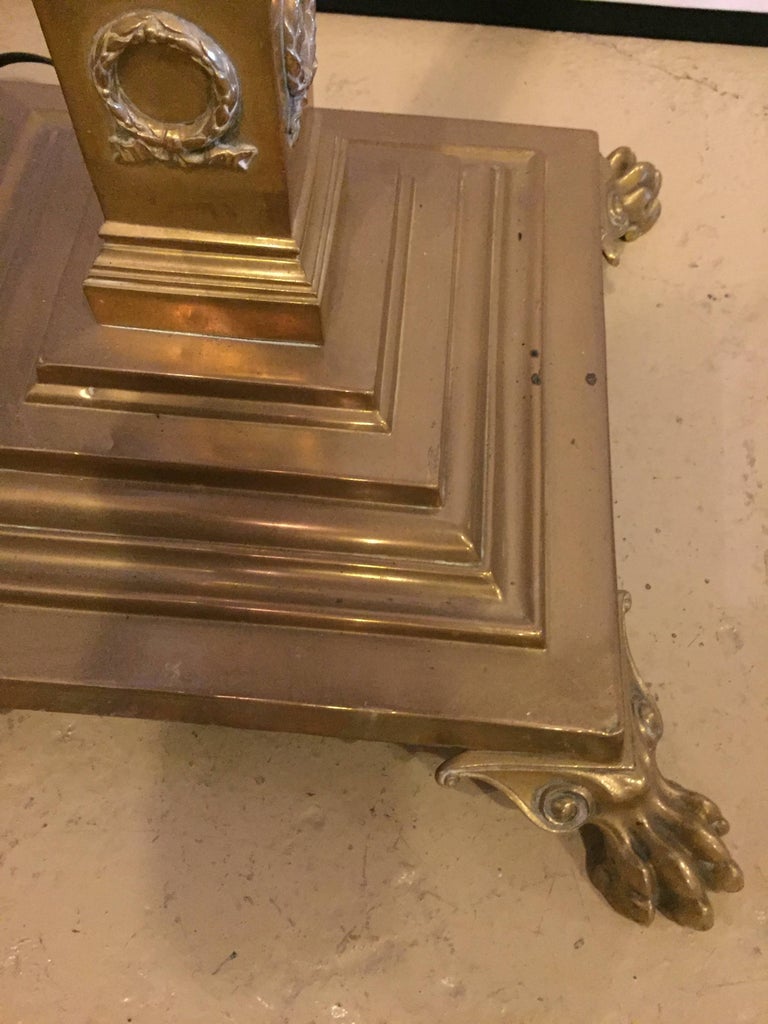 Antique 19th Century Empire Bronze Column Form Tall Lamp at 1stDibs