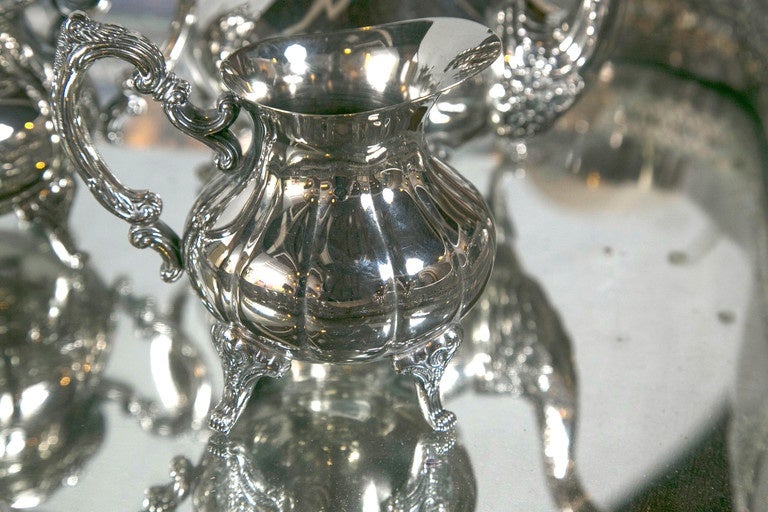 Hollywood Regency Silver Plated Serving Tray on Stand at 1stDibs