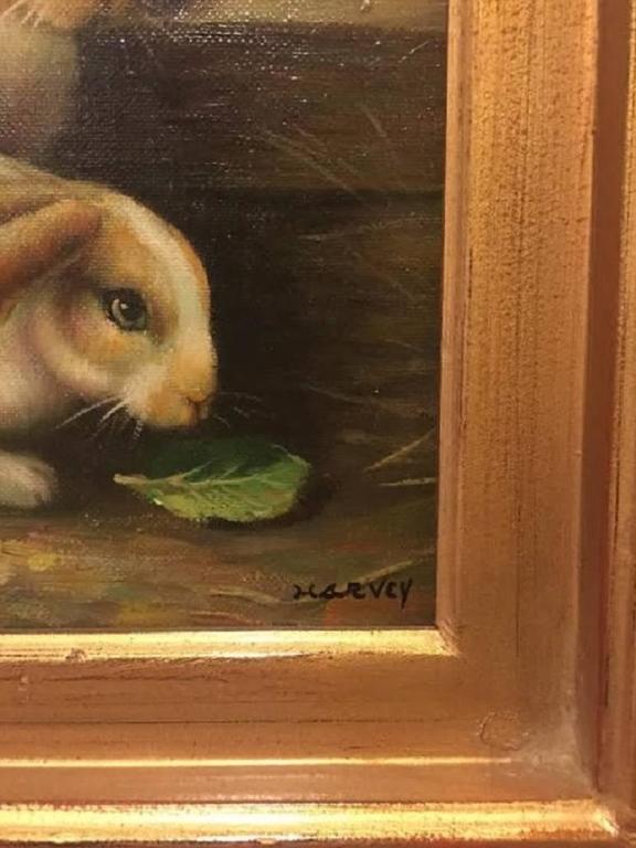 Two Bunnies Oil on Canvas Signed “Harvey” at 1stDibs | harvey painting ...