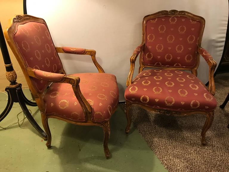 Pair of Open Armchairs Louis XV Style Feuteuils at 1stDibs