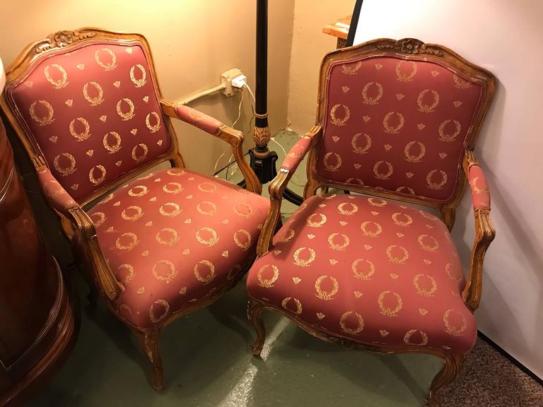 Pair of Open Armchairs Louis XV Style Feuteuils at 1stDibs