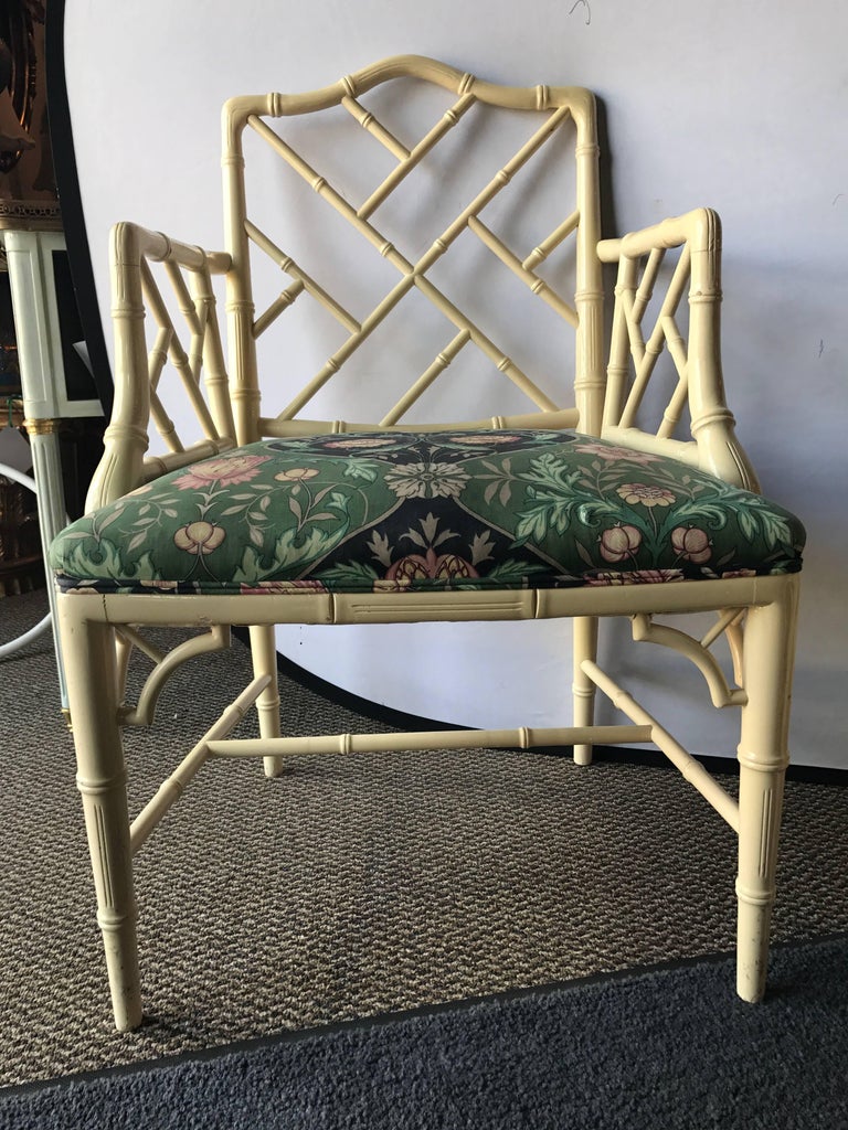 Pair of Custom Bamboo Form Armchairs in a Fine Florida Room Fabric at ...