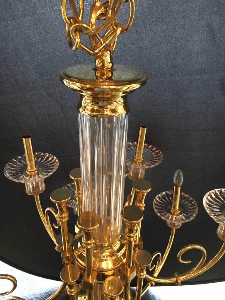 Custom 12-Light Bronze and Cut Crystal Chandelier with Chain and ...