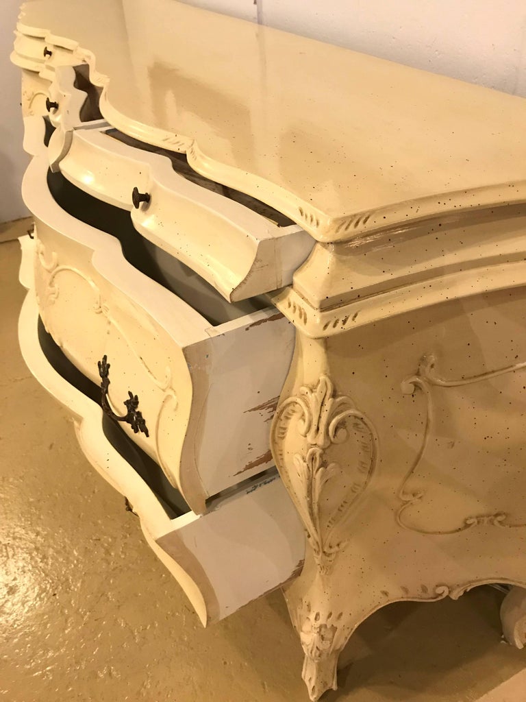 Italian Continental Style Bombe Carved Wood Double Commode Dresser at ...