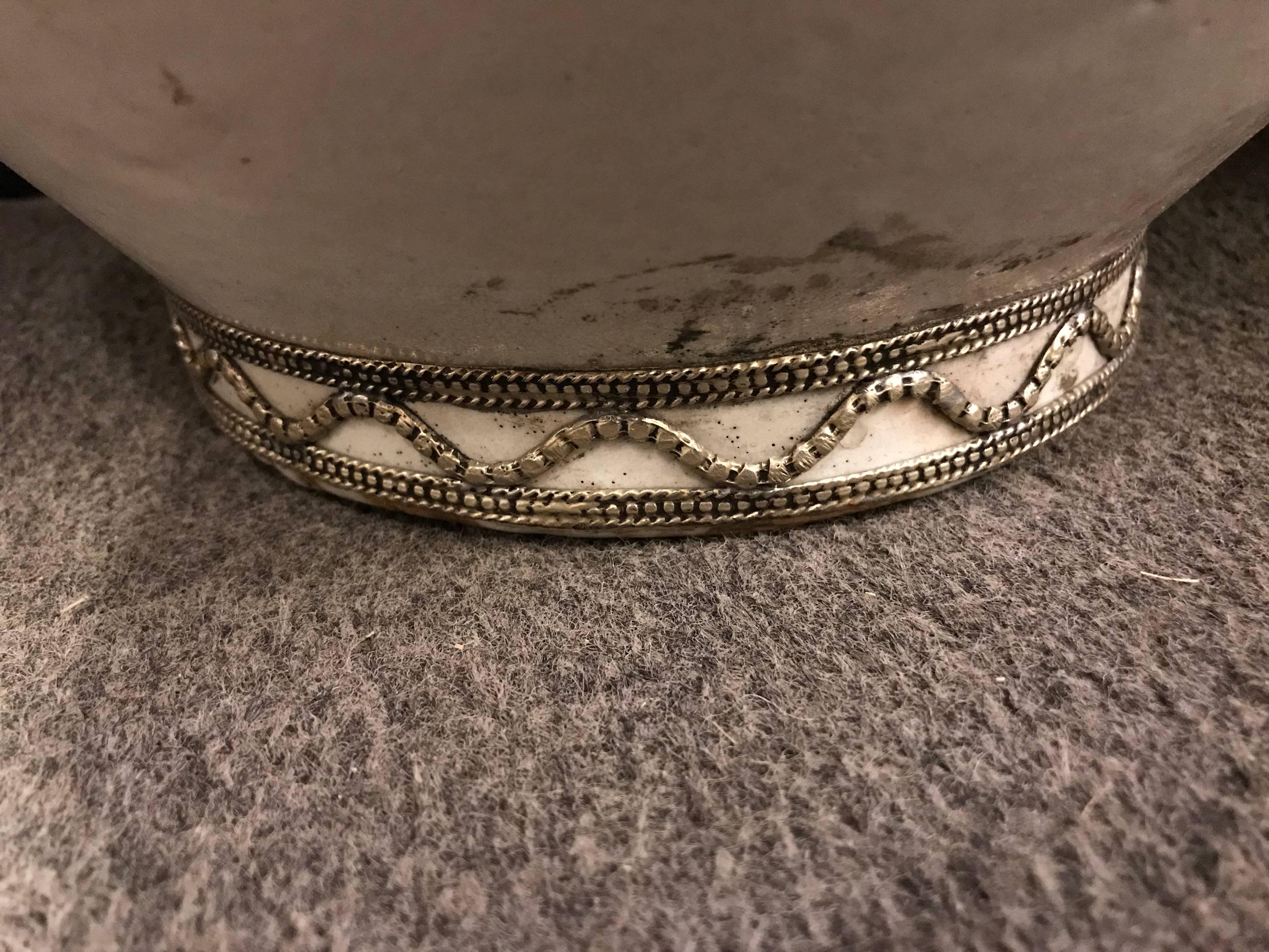 Pair of Moroccan Ceramic Large Hand-Painted Vases with Camel Bone at ...