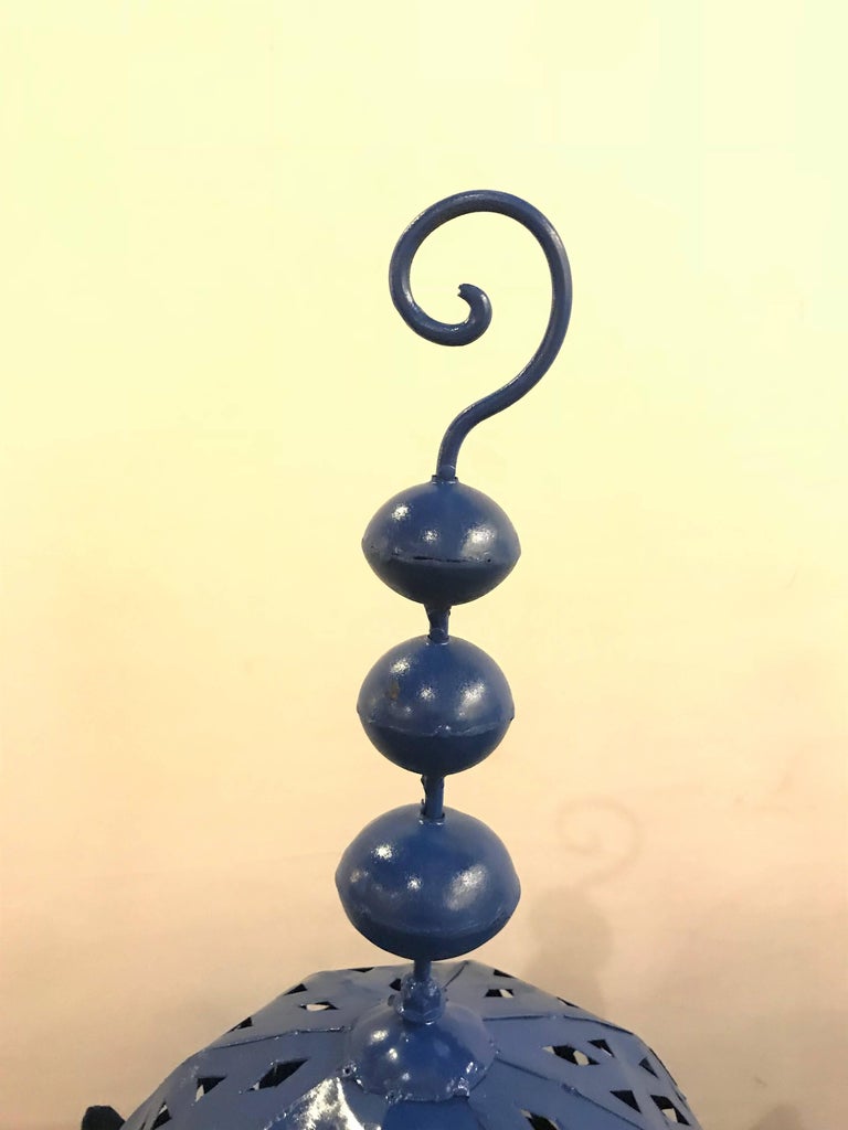 Pair of Moroccan Blue Floor Candle Lanterns at 1stDibs