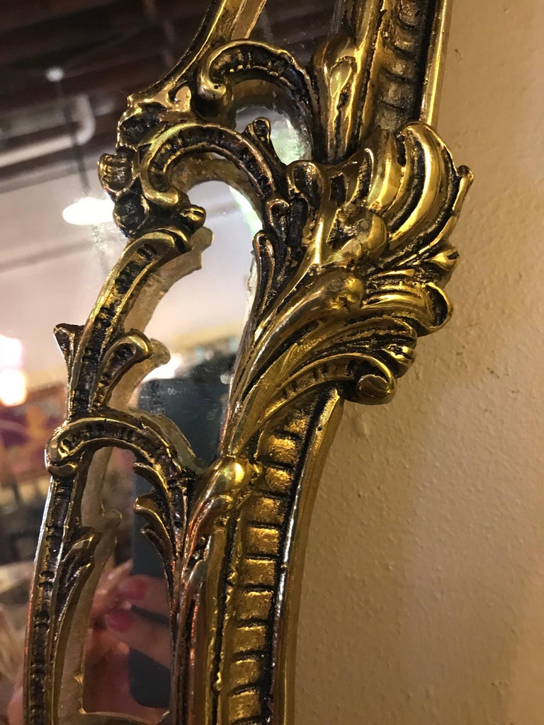 Pair of Ornate Rococo Style Solid Brass Console or Pier Mirrors For ...