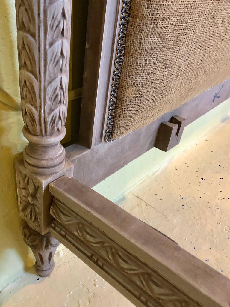 Swedish Paint Decorated Gustavian Style Queen Size Bed with Rails and ...