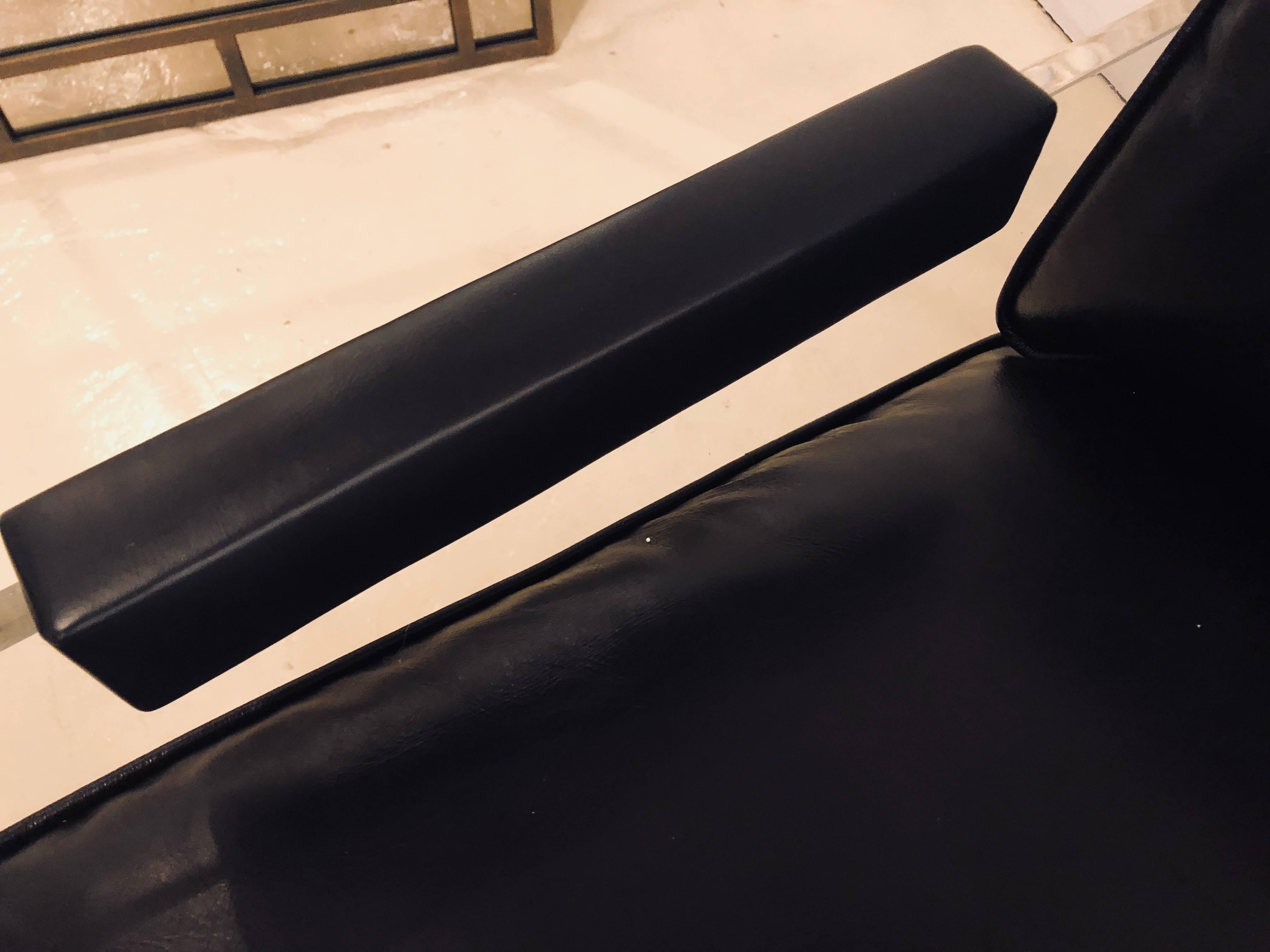 Pair of Hollywood Regency Style Lucite Based Floating Black Arm Leather ...