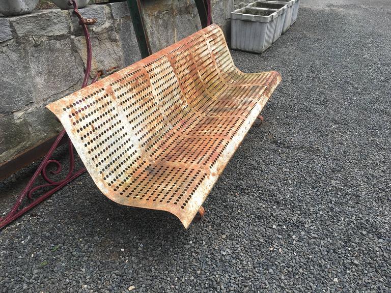 Mid-Century Modern French Steel Garden Bench at 1stDibs