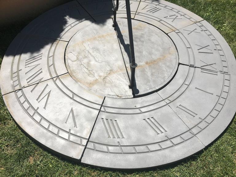 Six Foot Diameter English Cast Stone Sundial with Scrolled Gnomon at ...