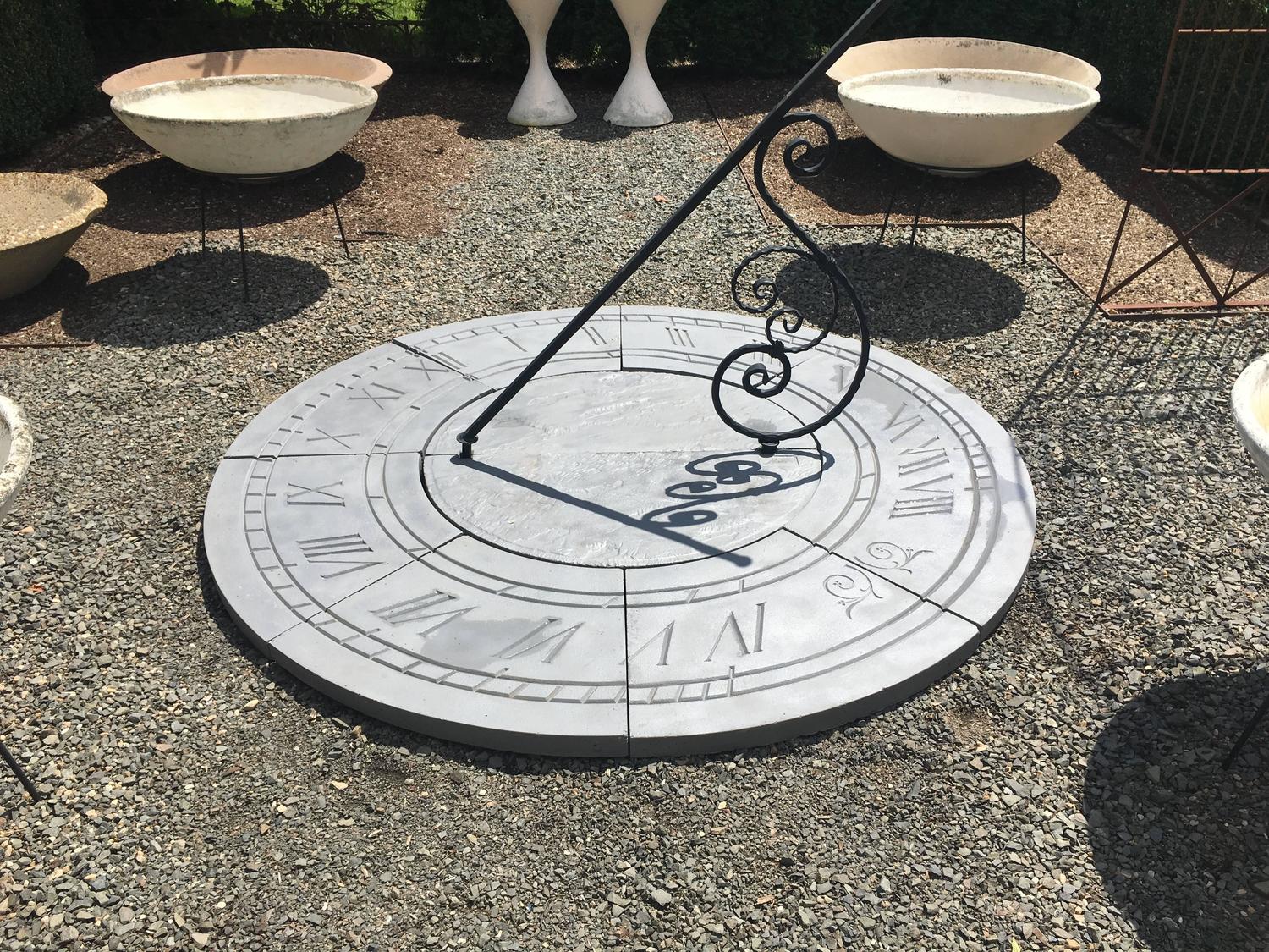 Six Foot Diameter English Cast Stone Sundial with Scrolled Gnomon For ...