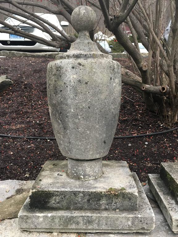 Pair of Large Statuesque English Cast Stone Art Deco Finials at 1stDibs