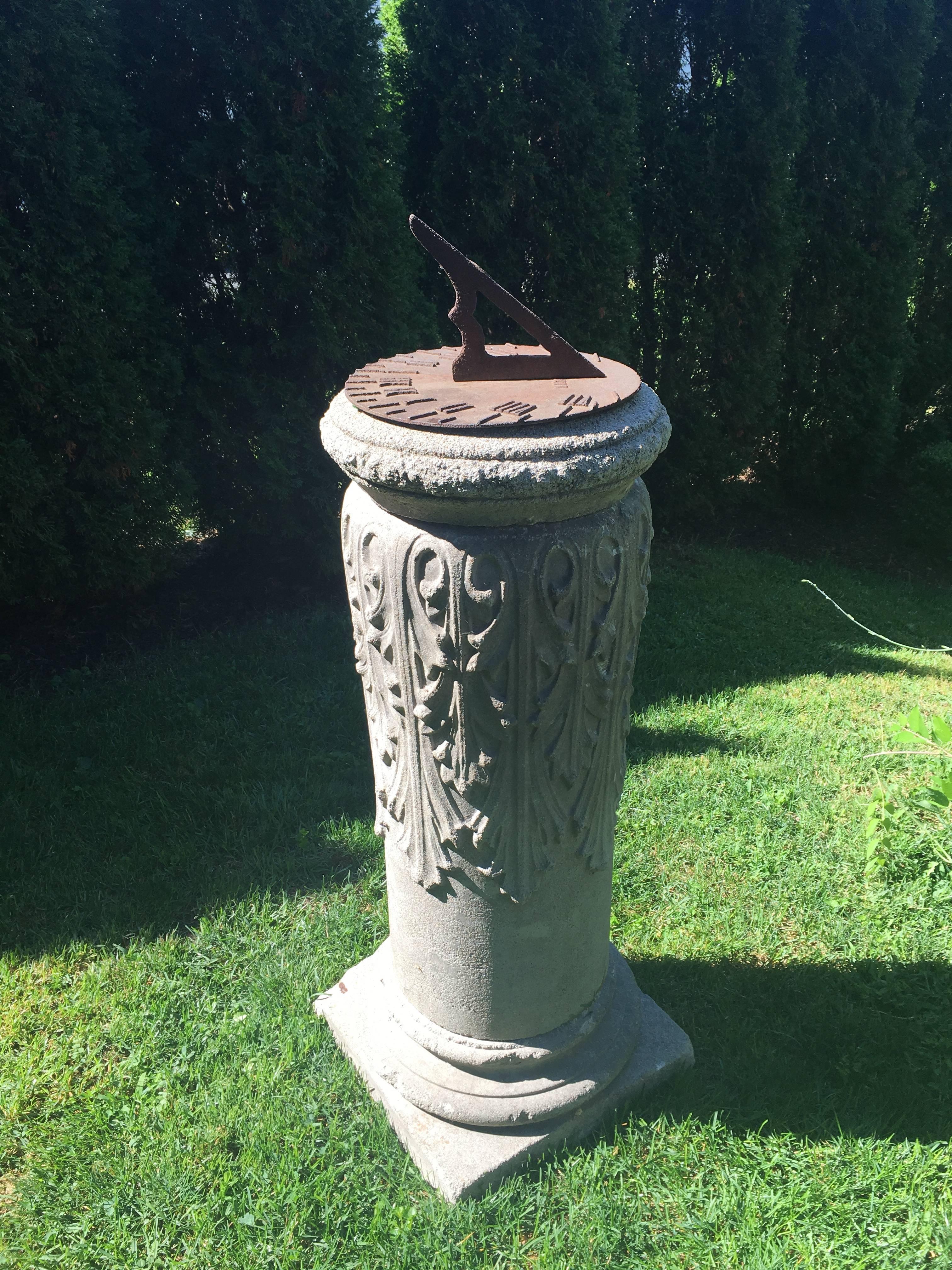 American Cast Stone Sundial with Cast Iron Plate at 1stDibs | stone sun ...