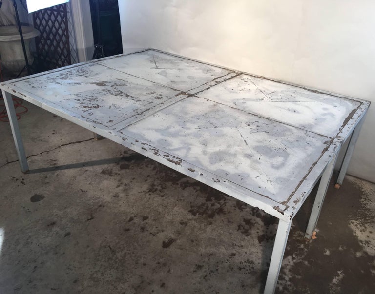Unusual French Rectangular Galvanized Steel Dining Table For Sale at ...