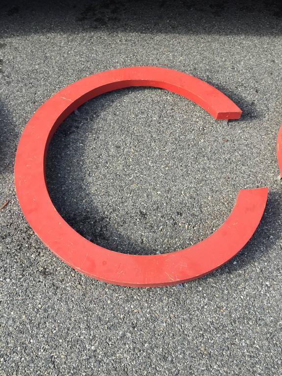 Huge Decor Letters in Original Red Paint For Sale at 1stDibs