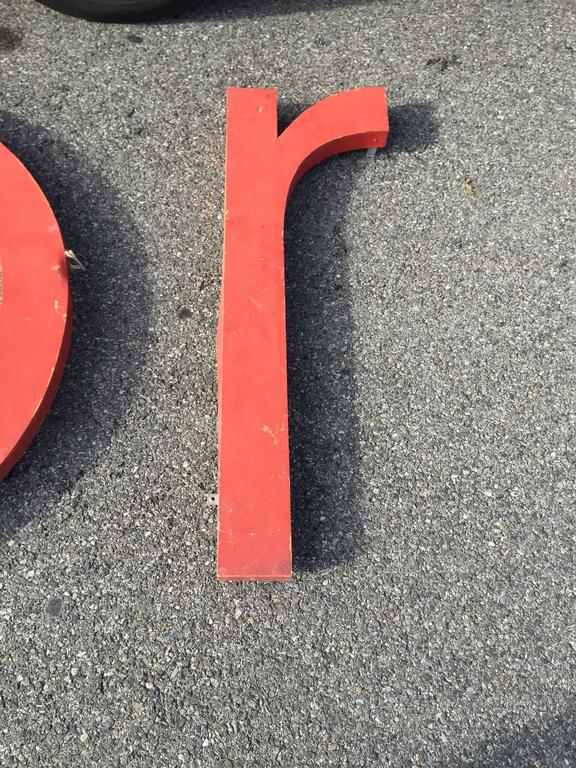 Huge Decor Letters in Original Red Paint For Sale at 1stDibs