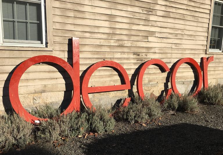Huge Decor Letters in Original Red Paint For Sale at 1stDibs