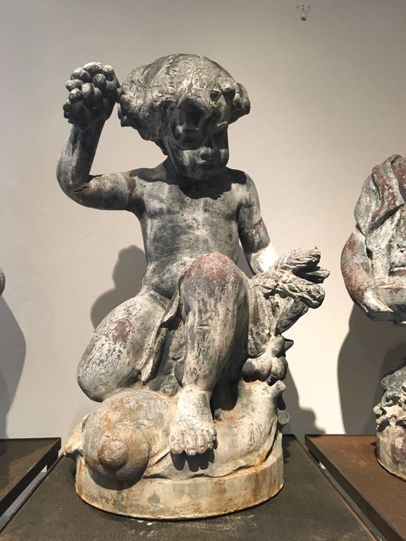 Lead Statues of The Four Elements, Earth, Wind, Fire, and Water, by J.P ...