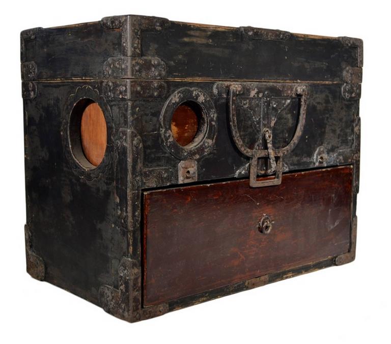 Antique Handmade Wood Money Box with Hardware from 19th Century, China ...