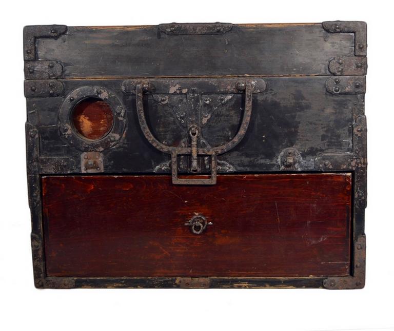 Antique Handmade Wood Money Box with Hardware from 19th Century, China ...