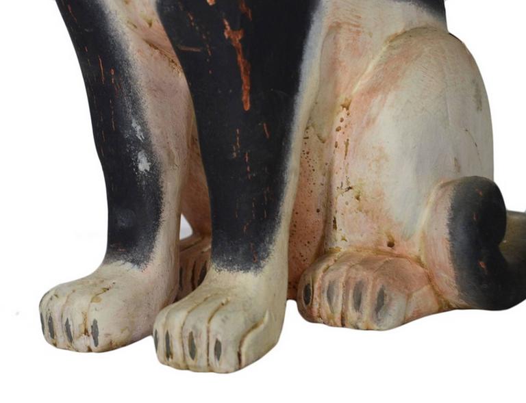 Hand-Carved Wooden Cat Sculpture at 1stDibs