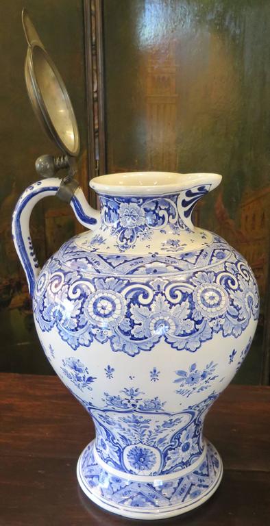 Pair of Very Large 19th Century Delft Pitchers Blue and White at 1stDibs