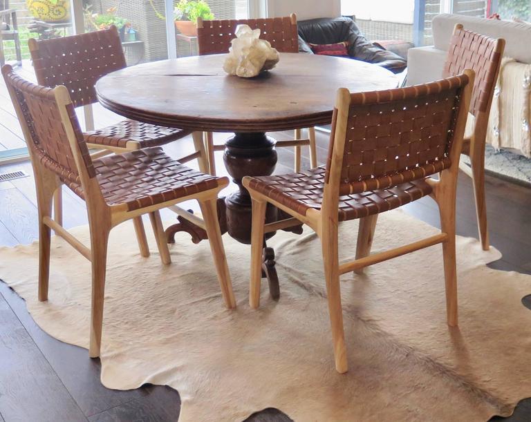 "Flora" Dining Chair with Natural Leather and Natural Finish Haskell ...