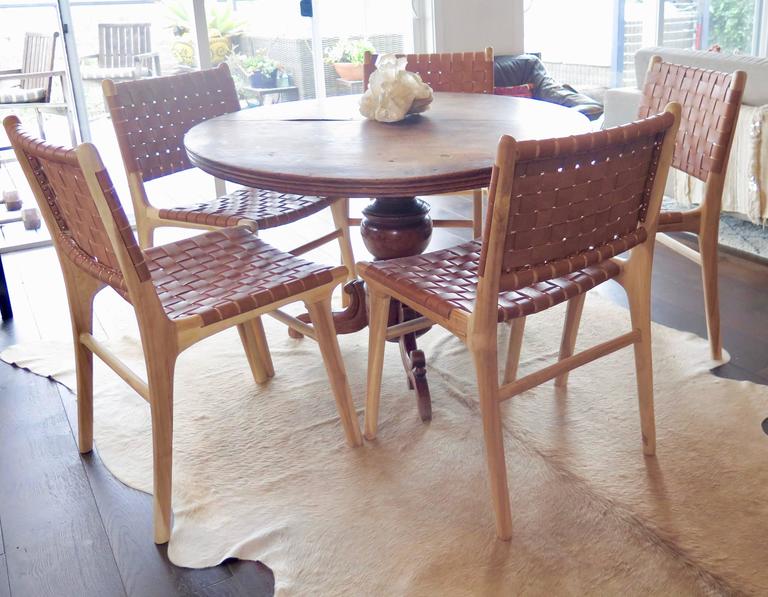 "Flora" Dining Chair with Natural Leather and Natural Finish Haskell ...