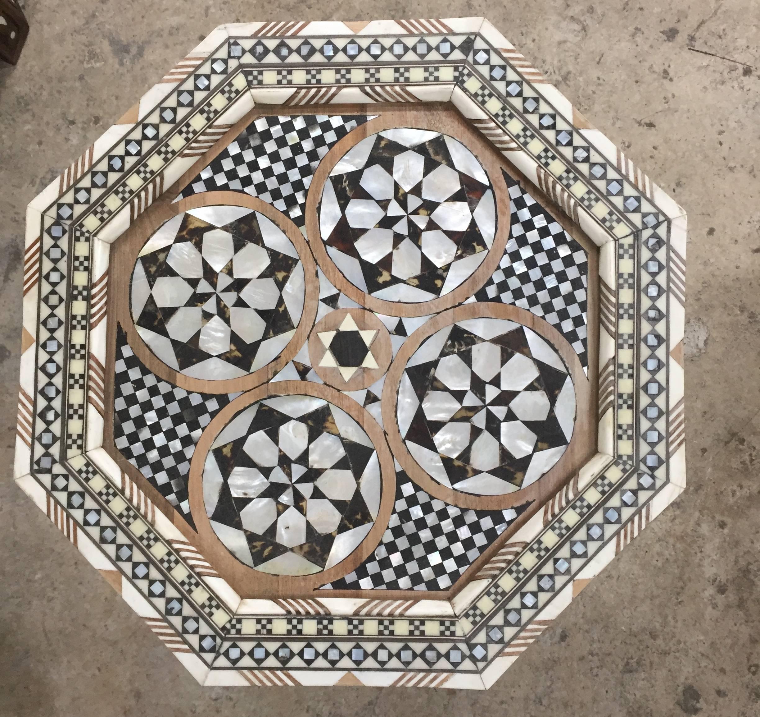 Pair of Moroccan Inlay Geometric Tables at 1stDibs