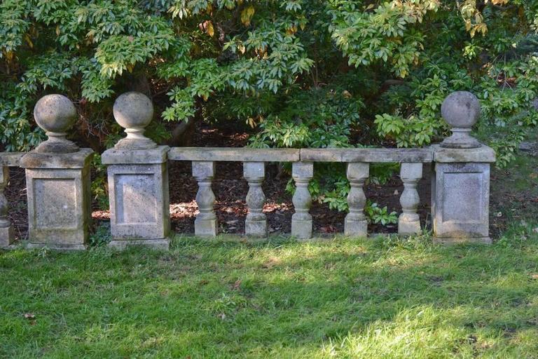 Balustrade with Three Posts and Ball Finials at 1stDibs