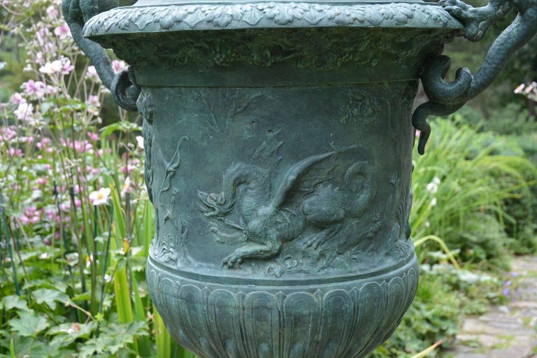 Cast-Iron Urn with Dragon Handles at 1stDibs